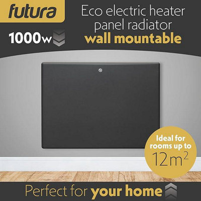 Futura Electric Panel Heater 1000W Eco Radiator Grey Wall Mounted ...