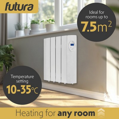 Futura Electric Panel Heater 600W Oil Filled Radiator Day Timer Wall ...
