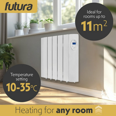 Futura Electric Panel Heater 900W Oil Filled Radiator Day Timer Wall ...