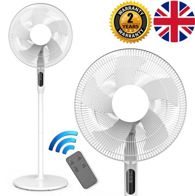 Futura Pedestal Fan 16" Oscillating 50W White Standing Remote Control ...