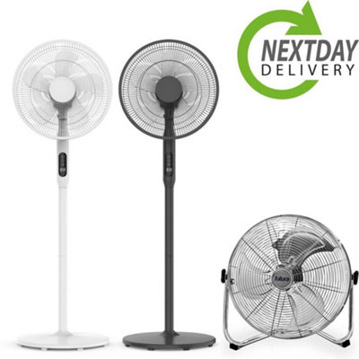 Futura Pedestal Fan 16" Oscillating 50W White Standing Remote Control ...