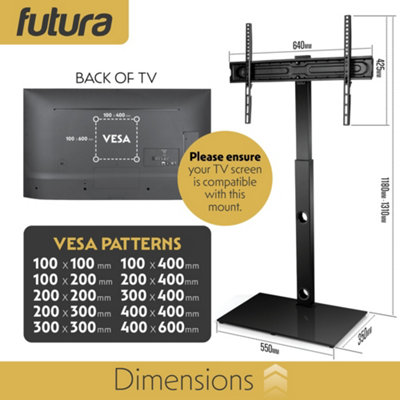 Futura Universal TV Stand 30 to 75 Inch TVs, Swivel & Height Adjustable ...
