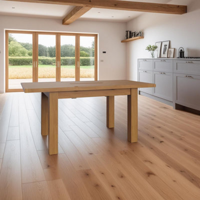 FWStyle 1.25M Solid Oak Extending Dining Table