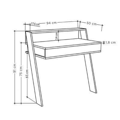 FWStyle 1 Drawer 1 Shelf Home Office Wall Mounted Study Desk Natural Oak