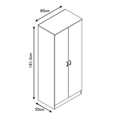 FWStyle 2 Door Double Wardrobe High Gloss Black