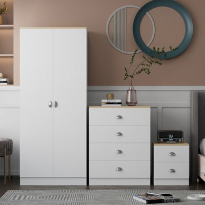 FWStyle 2 Door Wardrobe Matt White Oak Top Modern Design
