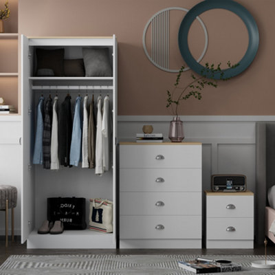 FWStyle 2 Door Wardrobe Matt White Oak Top Modern Design