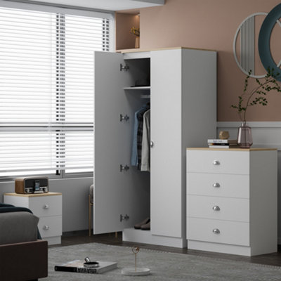 FWStyle 2 Door Wardrobe Matt White Oak Top Modern Design