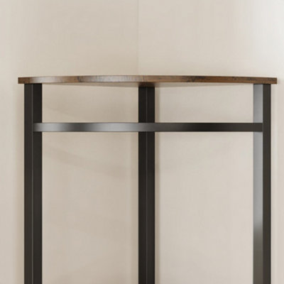 FWStyle 2 Tier Corner Storage Shelving Rack Walnut Effect