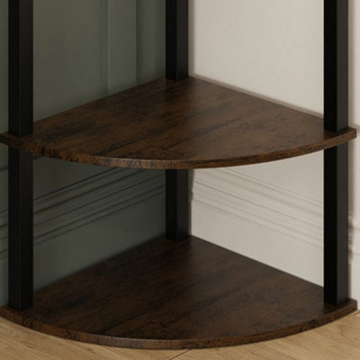 FWStyle 2 Tier Corner Storage Shelving Rack Walnut Effect