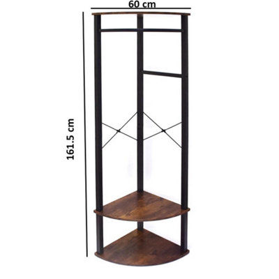FWStyle 2 Tier Corner Storage Shelving Rack Walnut Effect