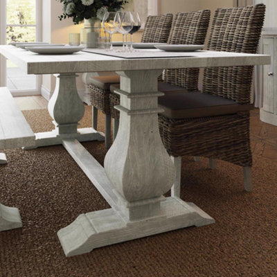 FWStyle 2M Large Dining Table Solid Pine 2x Free 50cm Extension Leafs Handmade