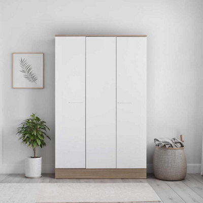 FWSTYLE 3 DOOR TRIPLE WARDROBE TWO TONE WHITE & OAK