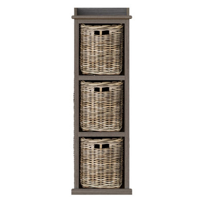 FWStyle 3 Drawer Storage Unit Solid Mahogany & Rattan Ready Assembled ...