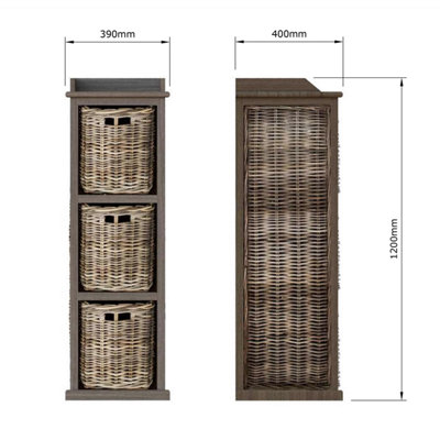 FWStyle 3 Drawer Storage Unit Solid Mahogany & Rattan Ready Assembled ...