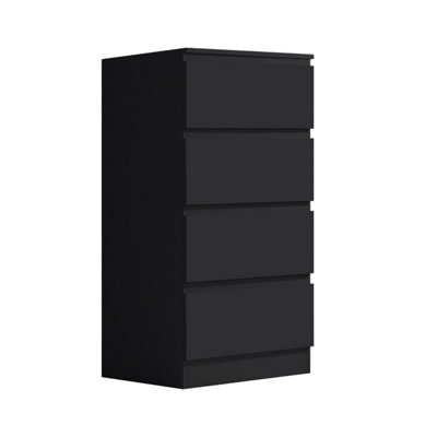 FWStyle 4 Drawer Chest Of Drawers Black Scratch Resistant (H) 99 (W) 40 ...
