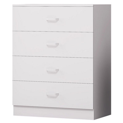 FWStyle 4 Drawer White Chest Of Drawers (H) 90cm (W) 70cm (D) 41cm