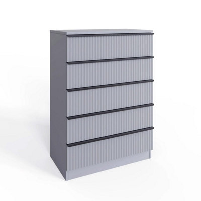 FWStyle 5 Drawer Chest Of Drawers Dark Matt Grey