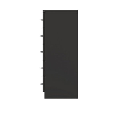 FWStyle 6 Drawer Chest Of Drawers Black Gloss 4+2 Bedroom Furniture