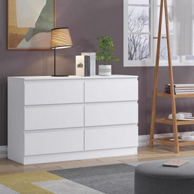 FWStyle 6 Drawer Matt White Chest Of Drawers