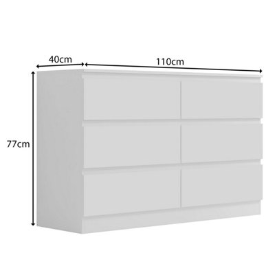 FWStyle 6 Drawer Matt White Chest Of Drawers