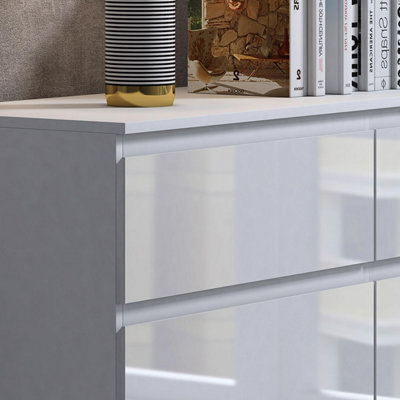 FWStyle 6 Drawer White Chest Of Drawers Gloss Fronts