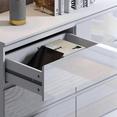 FWStyle 6 Drawer White Chest Of Drawers Gloss Fronts