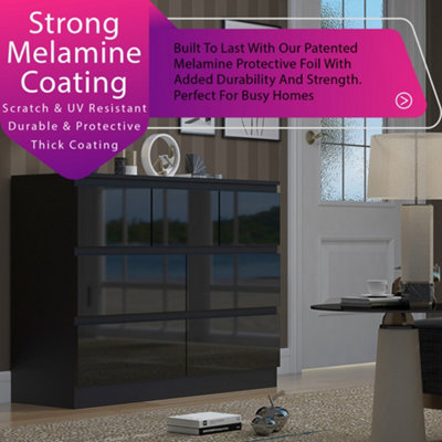 FWStyle 7 Drawer Black Gloss Chest Of Drawers Merchant Chest Scratch ...