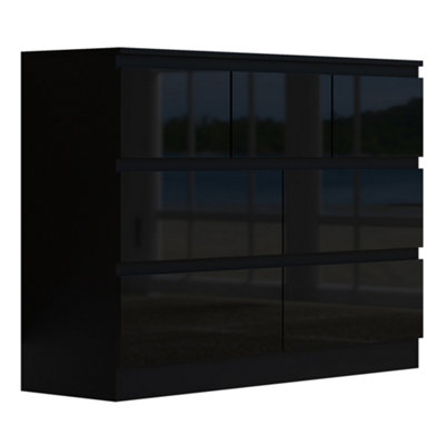 FWStyle 7 Drawer Black Gloss Chest Of Drawers Merchant Chest Scratch ...
