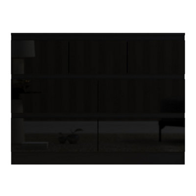 FWStyle 7 Drawer Black Gloss Chest Of Drawers Merchant Chest Scratch ...