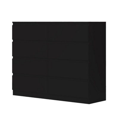 FWStyle 8 Drawer Matt Black Chest Of Drawers