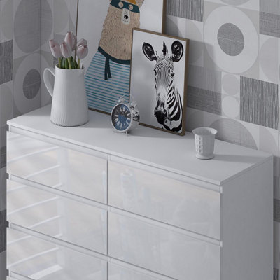 FWStyle 8 Drawer White Chest Of Drawers Gloss Fronts