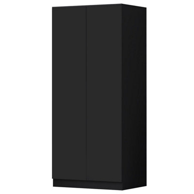 FWStyle Black 2 Door Double Wardrobe Push Open