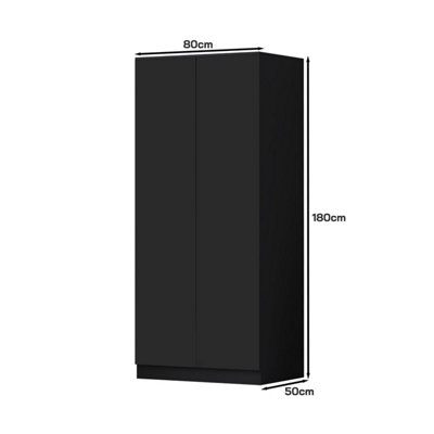 FWStyle Black 2 Door Double Wardrobe Push Open
