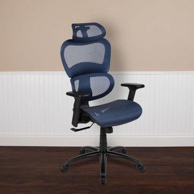 FWStyle Blue Ergonomic Mesh Office Chair Lumbar Support & Tilt