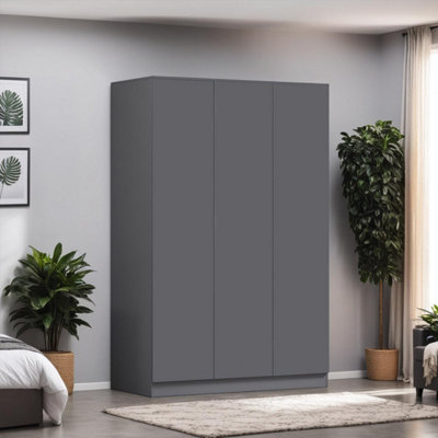 FWStyle Dark Grey 3 Door Wardrobe Push To Open Soft Close
