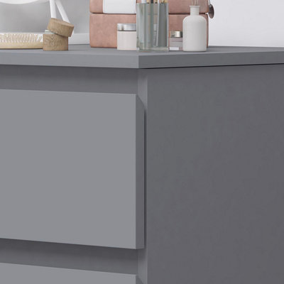 FWStyle Dark Grey Dressing Table 3 Drawer Desk