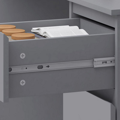 FWStyle Dark Grey Dressing Table 3 Drawer Desk