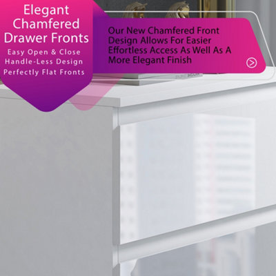FWStyle High Gloss White Chest Of 3 Drawers Scratch Resistant Anti ...