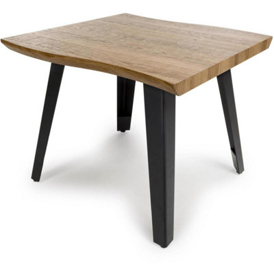 FWStyle Nassau Wave Edge Lamp End Side Table Oak Effect Black Metal Frame