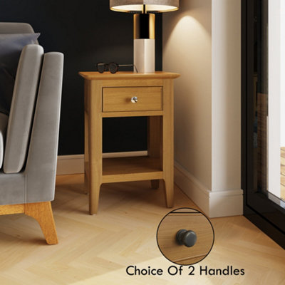 FWStyle Natural Oak 1 Drawer Side Table Lacquered Finish | DIY at B&Q