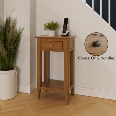 FWStyle Natural Oak 1 Drawer Telephone Console Table Ready Assembled