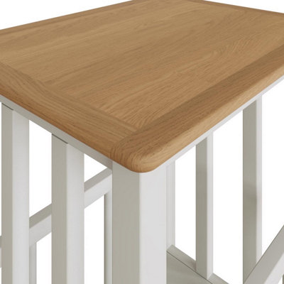 FWStyle Oak Cream Linen Magazine Rack Ready Assembled