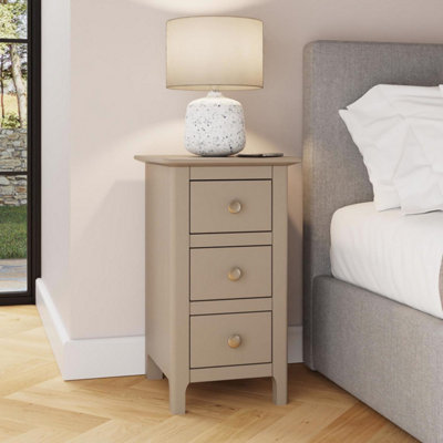 FWStyle Palma 3 Drawer Putty Bedside Chest Table Nightstand