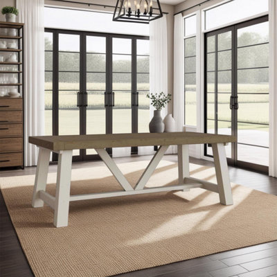 FWStyle Solid Reclaimed Pine 2M Dining Table Set With Free Extensions