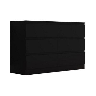 FWStyle Stora Black 6 Drawer Chest Of Extra Deep Drawers (H) 77cm (W ...