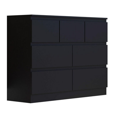 FWStyle Stora Black 7 Drawer Merchant Chest Of Drawers (H) 86cm (W ...