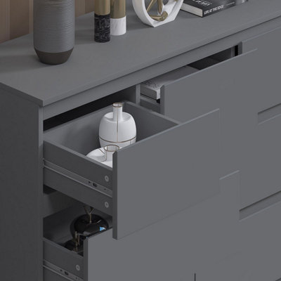 FWStyle Stora Dark Grey 7 Drawer Merchant Chest (H) 86cm (W) 106cm (D ...