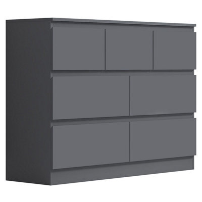 FWStyle Stora Dark Grey 7 Drawer Merchant Chest (H) 86cm (W) 106cm (D ...