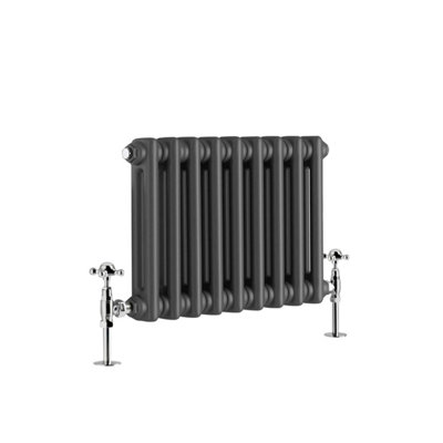G-Rad Anthracite Double Column Horizontal Cast Iron Radiator - (H) 300 ...